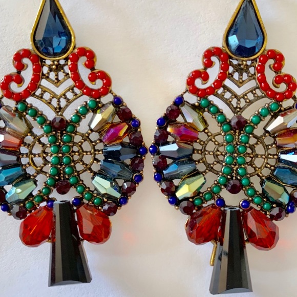 Jewelry | Multi Colored Stone Bead Drop Earrings | Poshmark